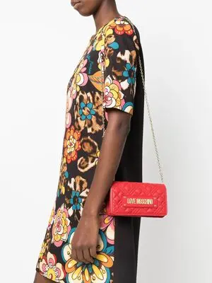 Moschino Diamond-quilted Logo-lettering Crossbody Bag