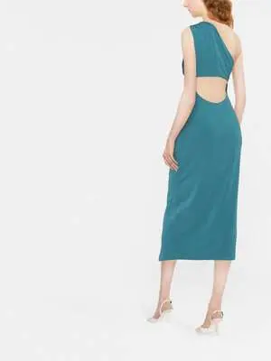 SELF-PORTRAIT Ruched One-shoulder Midi Dress - Blue