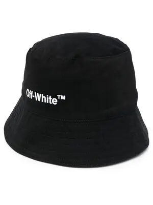 Off-White Helvetica Logo-print Bucket Hat - Black