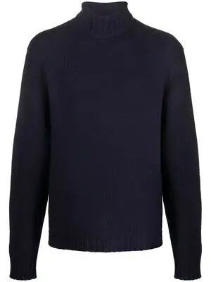 Palm Angels Logo-knit Roll-neck Jumper - Blue