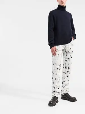 Palm Angels Logo-knit Roll-neck Jumper - Blue