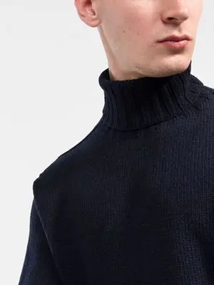 Palm Angels Logo-knit Roll-neck Jumper - Blue