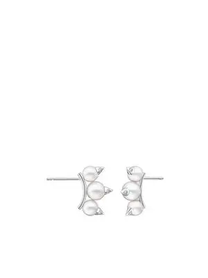 TASAKI 18kt White Gold Diamond And Pearl Danger Neo Earrings - Silver