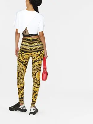 Versace Barocco-print Leggings - Yellow
