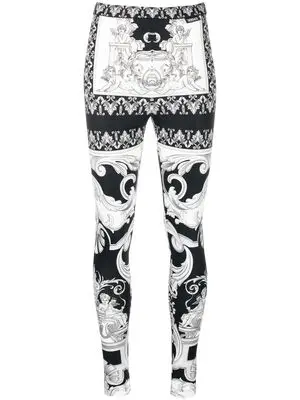 Versace Silver Baroque-print Leggings