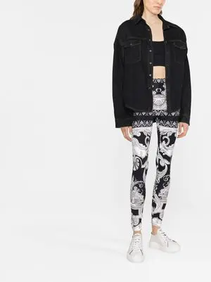 Versace Silver Baroque-print Leggings