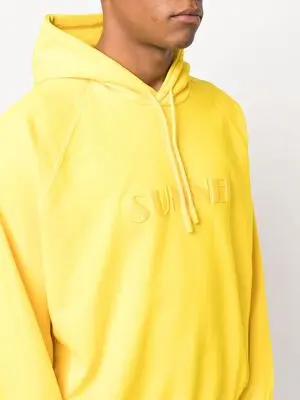 Sunnei Logo Drawstring Hoodie - Yellow
