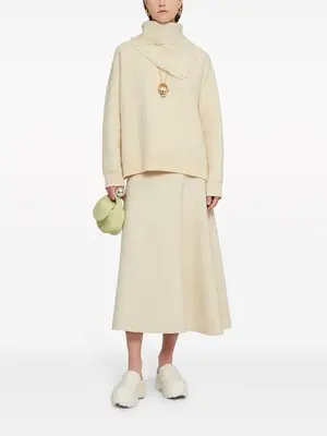 JIL SANDER Fluted A-line Wool Skirt