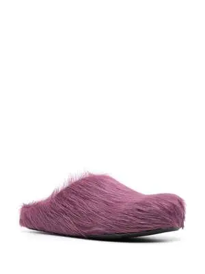 Marni Long Hair Calfskin Fussbett Sabot - Purple