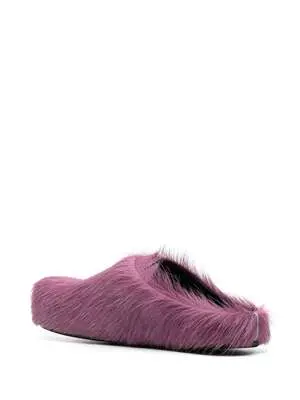 Marni Long Hair Calfskin Fussbett Sabot - Purple