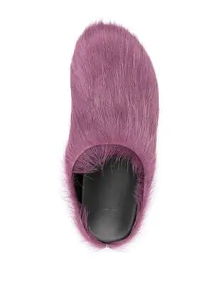 Marni Long Hair Calfskin Fussbett Sabot - Purple