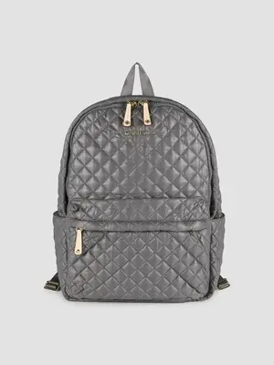 Mz Wallace Metro Quilted Backpack Medium Grey