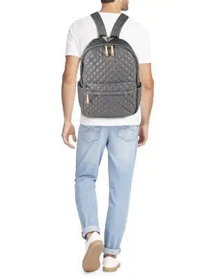 Mz Wallace Metro Quilted Backpack - Medium Grey
