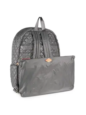 Mz Wallace Metro Quilted Backpack - Medium Grey