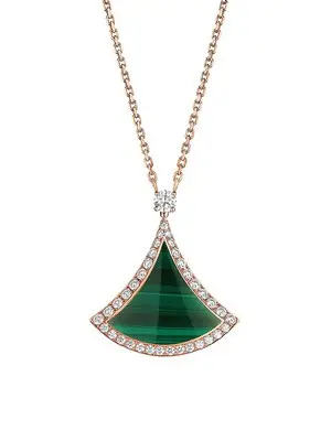 BVLGARI Divas' Dream 18k Rose Gold & Diamond Pendant Necklace - Malachite