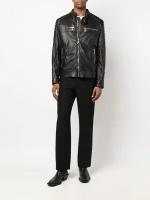 Philipp Plein Long Sleeve Leather Jacket