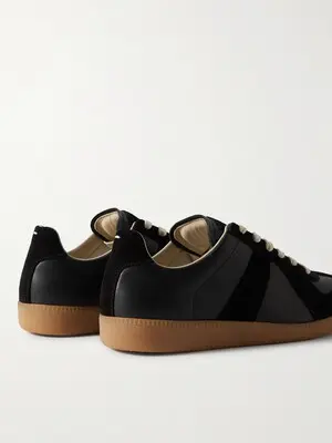 MAISON MARGIELA Replica Leather And Suede Sneakers - Black