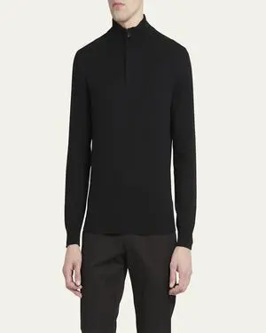 Zegna Cashmere Quarter-zip Pullover - Black Solid