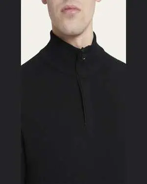 Zegna Cashmere Quarter-zip Pullover - Black Solid