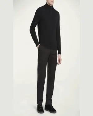Zegna Cashmere Quarter-zip Pullover - Black Solid