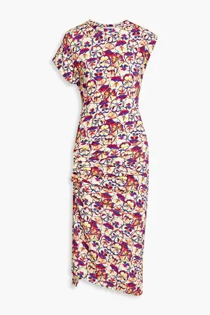 Rabanne Snapdetailed Floralprint Stretchjersey Midi Dress - Ivory