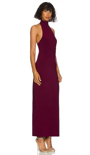 Norma Kamali Turtle Halter Side Slit Gown