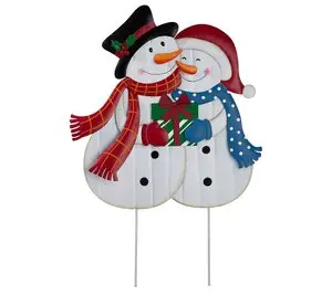 GLITZHOME The Love Of Christmas Hugging Couple Ard Stakes S/2 - One-color
