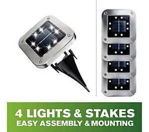 BELL & HOWELL Bell + Howell Solar Powered Outdoor Square Disk Lights 4 Pack