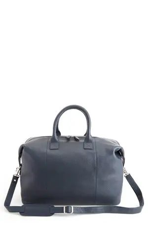 ROYCE NEW YORK Medium Leather Duffle Bag - Navy Blue