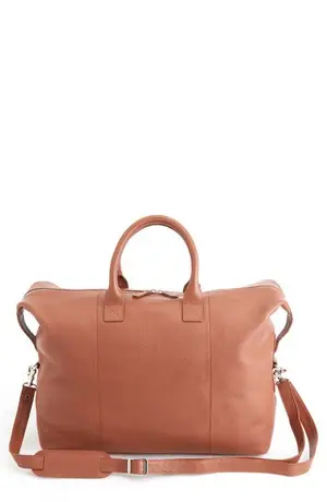 ROYCE NEW YORK Medium Leather Duffle Bag - Tan