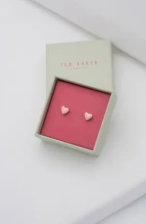 Ted Baker London Harly Heart Stud Earrings - Rose Gold