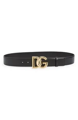Dolce & Gabbana Dg Logo Leather Belt - 80999 Nero