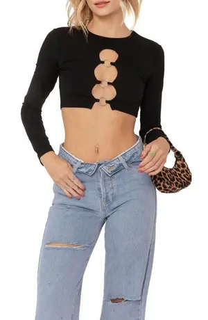 EDIKTED Patricia Long Sleeve Crop Top