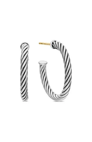David Yurman Sterling Cable Hoop Earrings - Silver