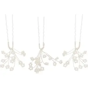 Brides & Hairpins Gracie Set Of 3 Imitation Pearl Hair Pins - Silver