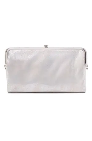 Hobo Lauren Double Frame Leather Wallet - Silver
