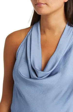 OPEN EDIT Cowl Neck Satin Tank