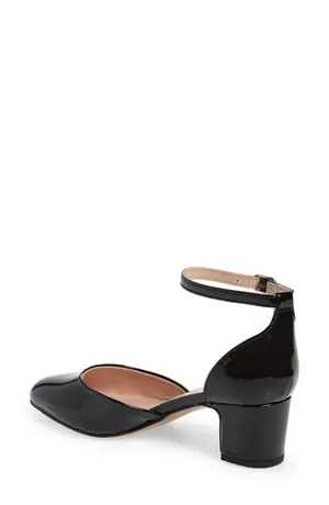 Steve Madden Ankle Strap Block Heel Pump - Black Patent