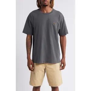 Carhartt Work In Progress Nelson Oversize Logo Patch T-shirt Charcoal Garment Dye