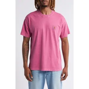 Carhartt Work In Progress Nelson Oversize Logo Patch T-shirt Magenta Garment Dye