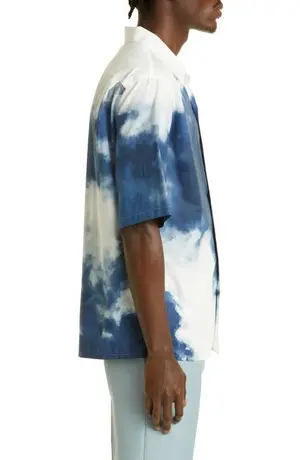 Alexander McQueen Sky Print Short Sleeve Button-up Camp Shirt