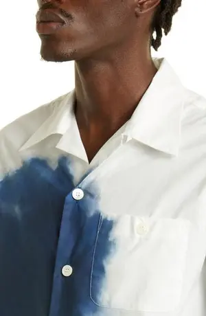Alexander McQueen Sky Print Short Sleeve Button-up Camp Shirt