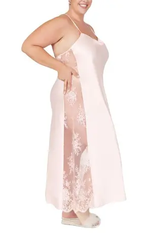 Rya Collection Darling Satin & Lace Nightgown Petal Pink