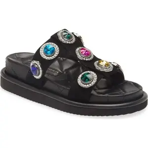 Kurt Geiger Orson Crystal Slide Sandal - Black