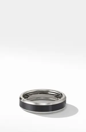 David Yurman Beveled Titanium Band Ring - Grey Titanium/ Black Titanium