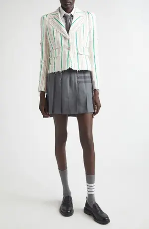 Thom Browne Wool-blend Pleated Miniskirt - Medium Grey