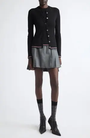 Thom Browne Wool-blend Pleated Miniskirt - Medium Grey