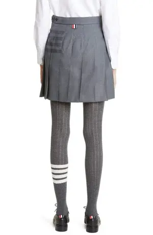 Thom Browne Wool-blend Pleated Miniskirt - Medium Grey
