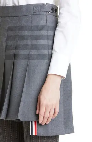 Thom Browne Wool-blend Pleated Miniskirt - Medium Grey