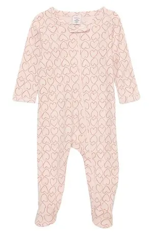 Nordstrom Nordstrom Print Cotton Footie Pink Frosty Hearts